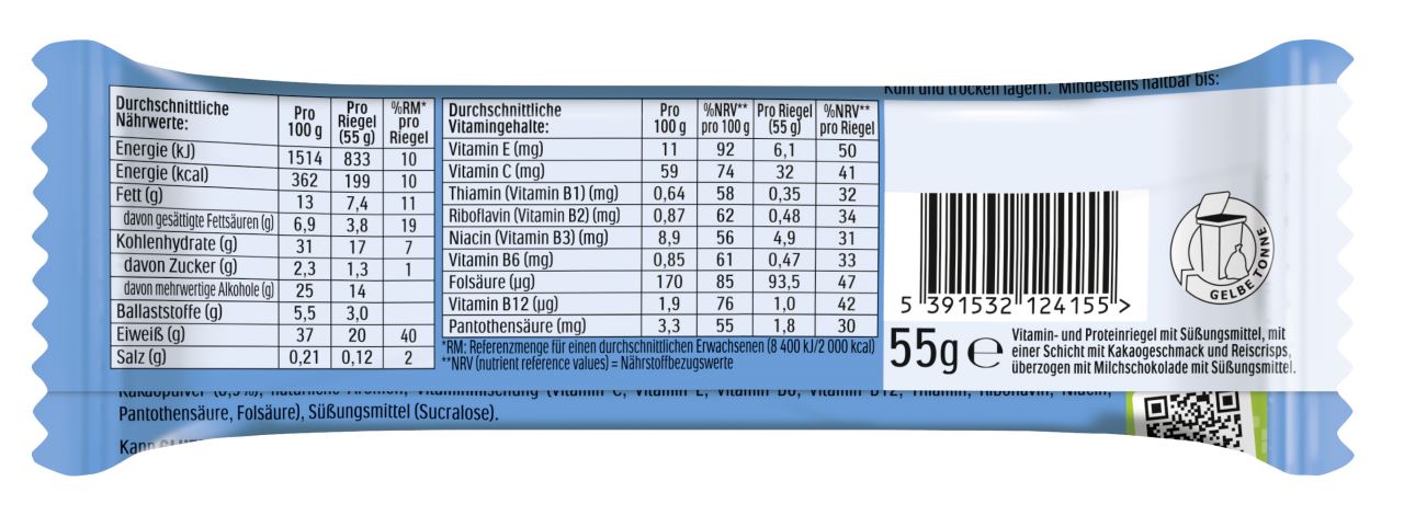 FulFil Vitamin & Protein Riegel Milk Chocolate Crunch 55g