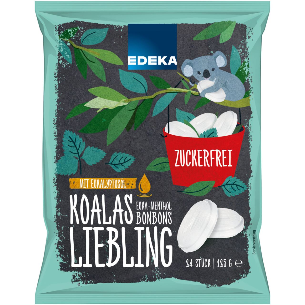 Edeka Koalas Liebling Euka-Menthol Bonbons 24 pcs. 125g - Zuckerfrei